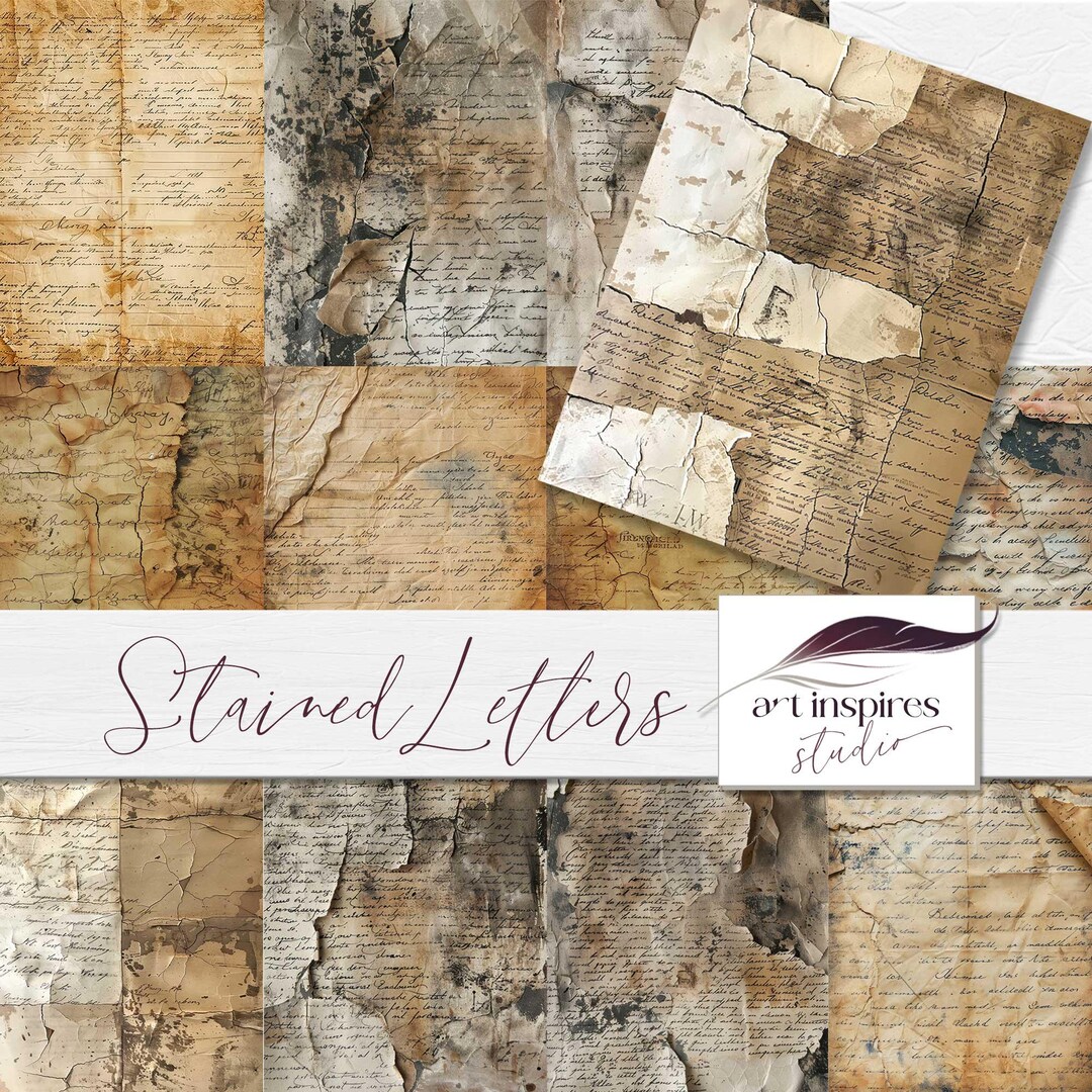 Burnt Vintage Script Digital Background, Torn Paper Texture for Junk ...