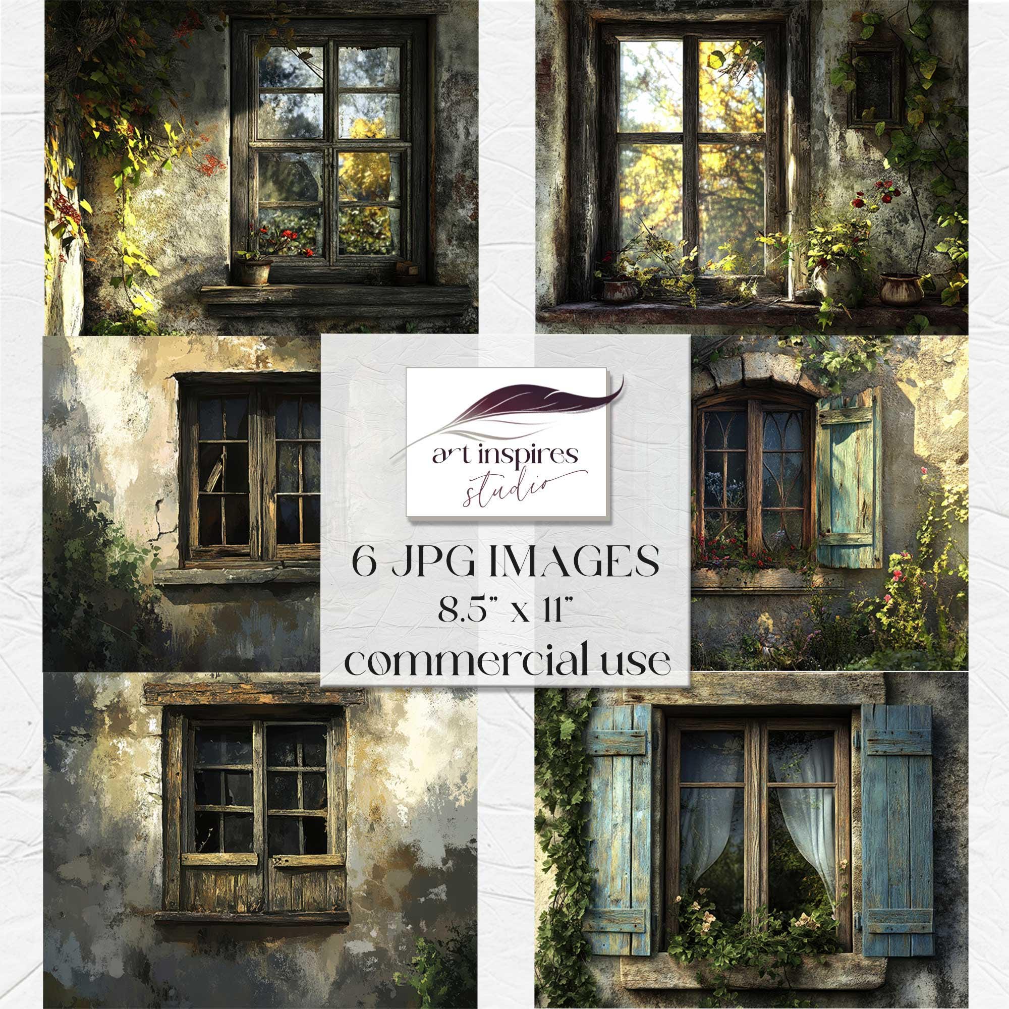 Rustic Windows Backdrop, Instant Download, Vintage House Background ...