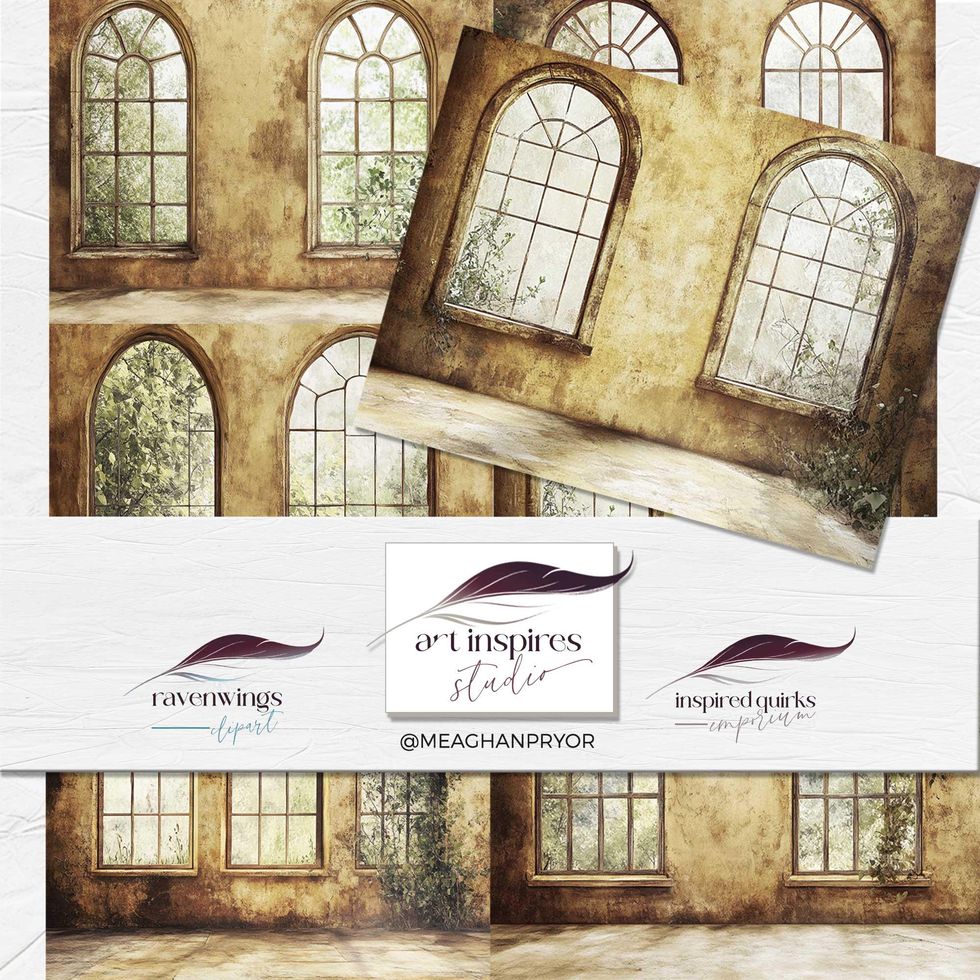 Arched Windows Backdrop, Instant Download, Rustic Vintage Building ...