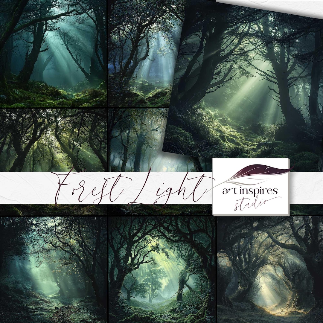 Forest Clearing Digital Backdrop, Sunrays Through Trees Background ...