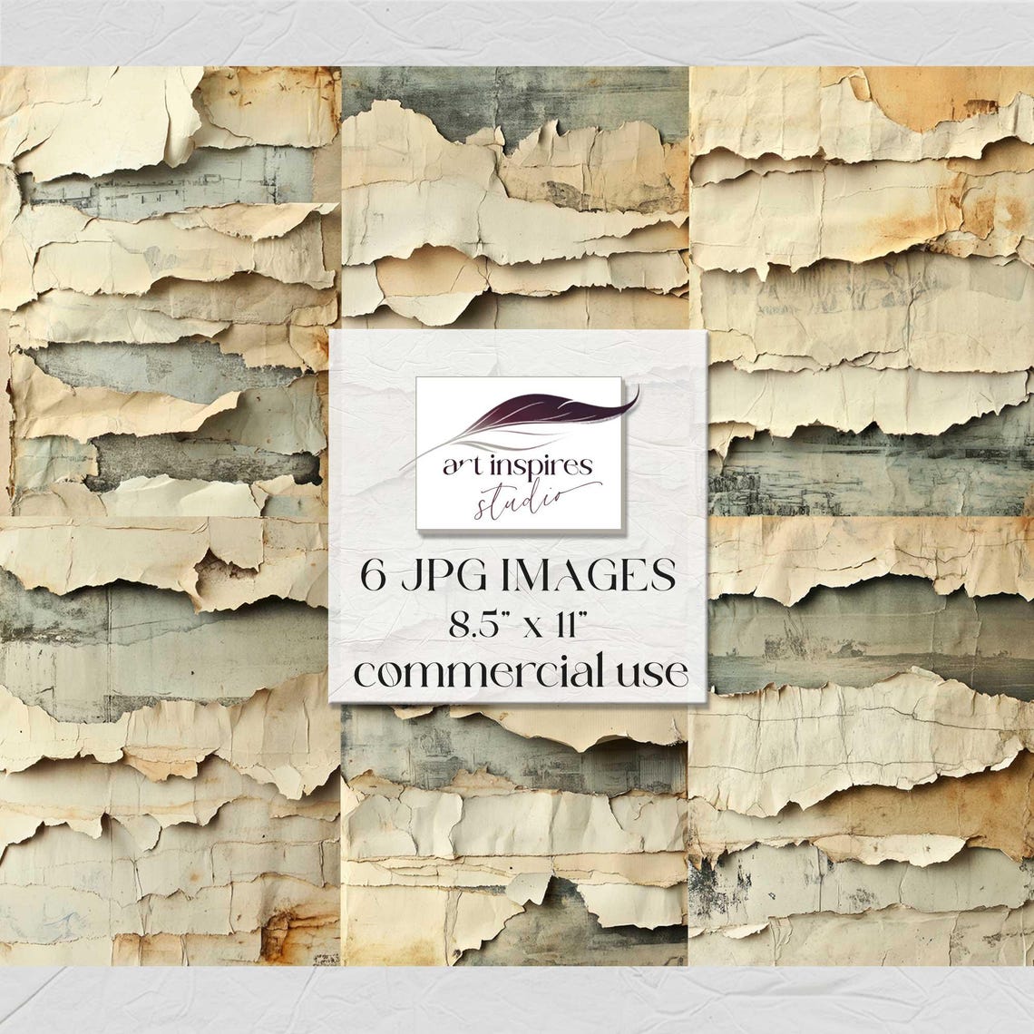 Torn Vintage Paper Textures, Ripped Pages Digital Backdrop, Layered ...