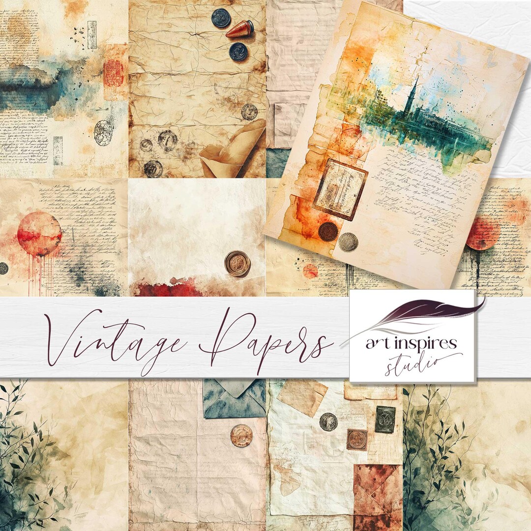 Vintage Crumpled Paper Background, Aged Texture for Junk Journals ...