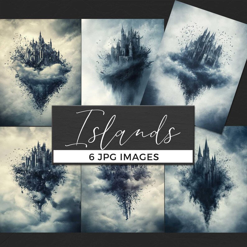 Floating Castle Images, 6 Fantasy Island Backgrounds, Gothic Sky ...