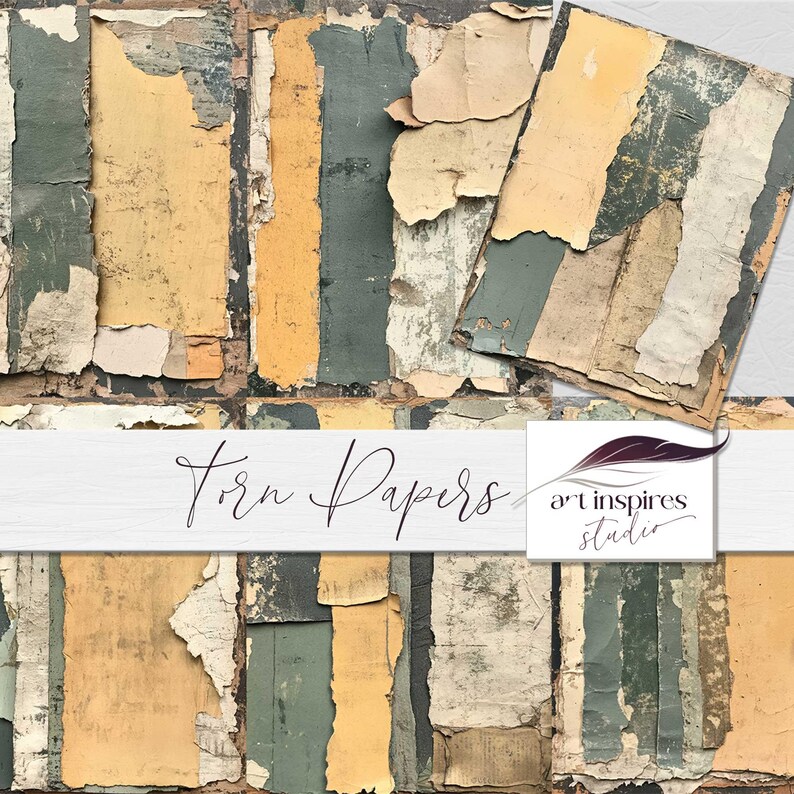 Torn Vintage Paper Textures, Ripped Pages Digital Backdrop, Layered ...