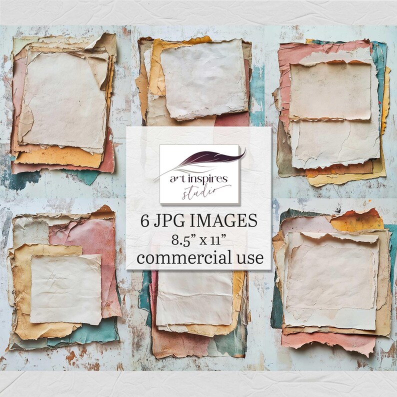 Stacked Vintage Paper Textures, Torn Pages Digital Backdrop, Layered ...