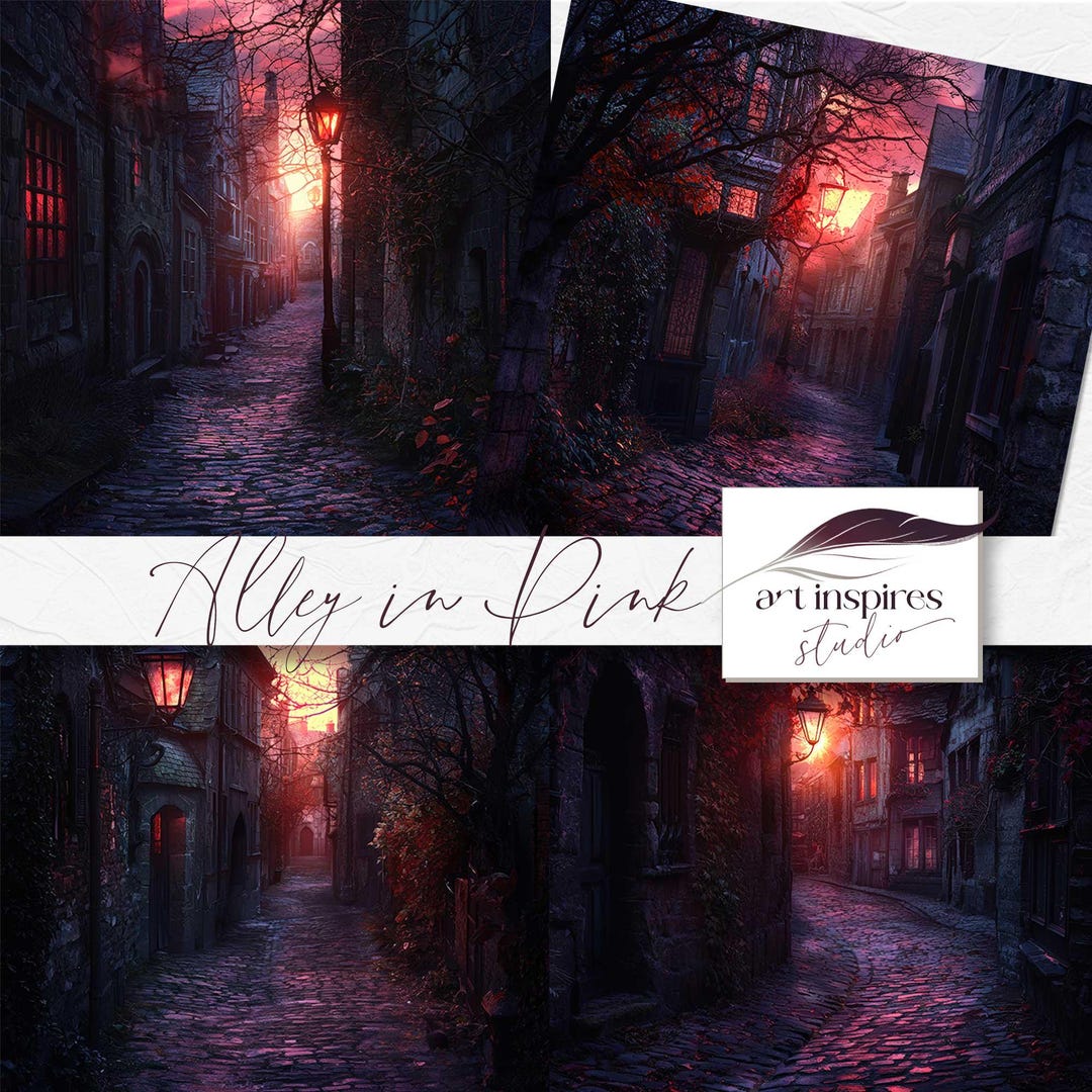 Village Sunset Backdrop, Alley Dusk Background, Country Town Overlay ...