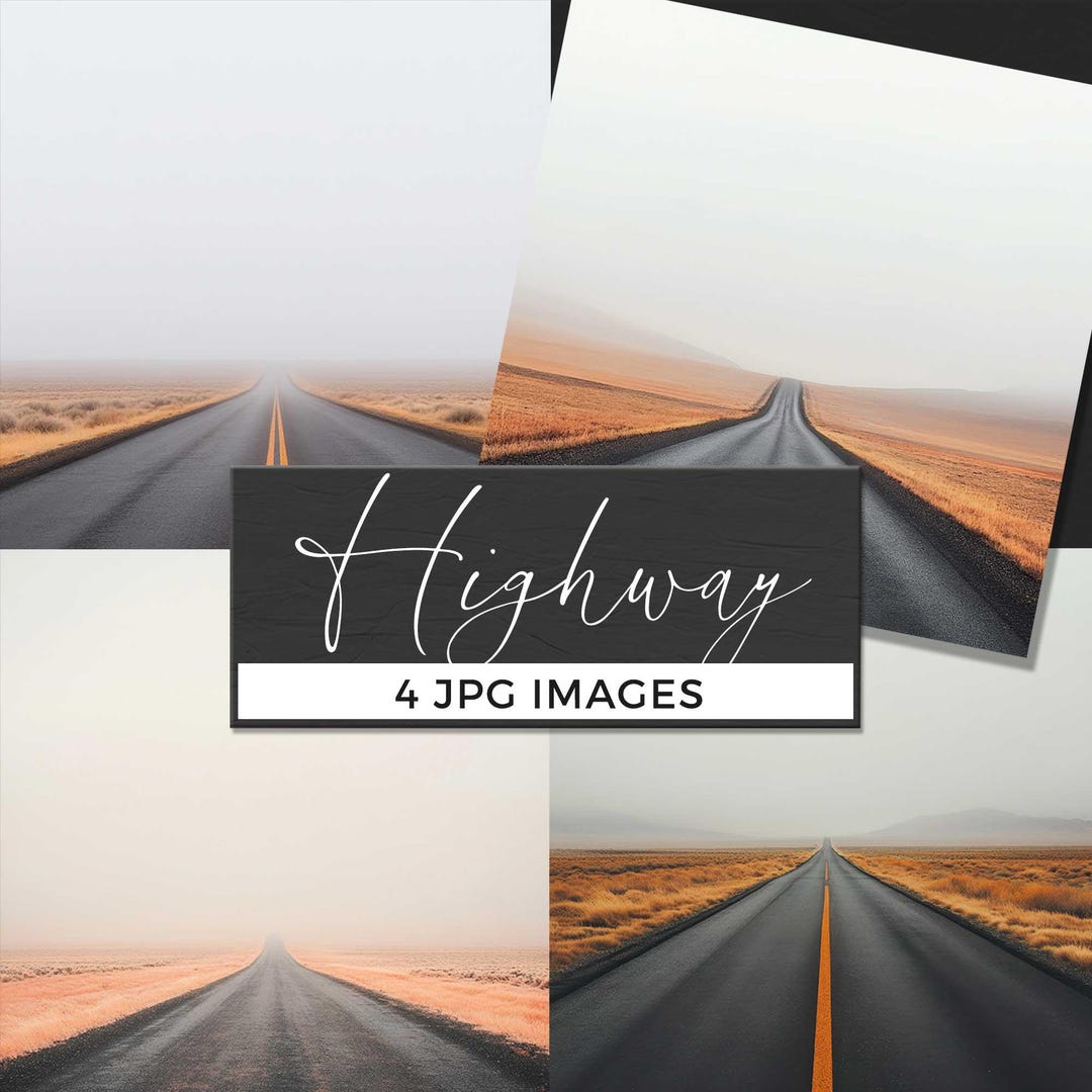 Printable Empty Highway Scene, Abandoned Road Backdrop, Digital ...