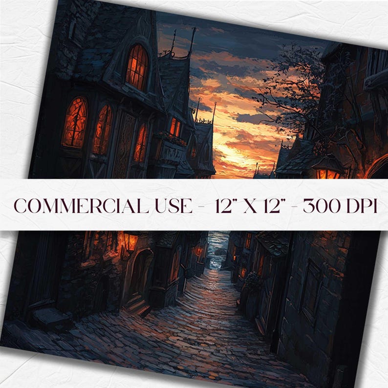 Village Sunset Backdrop, Alley Dusk Background, Country Town Overlay ...