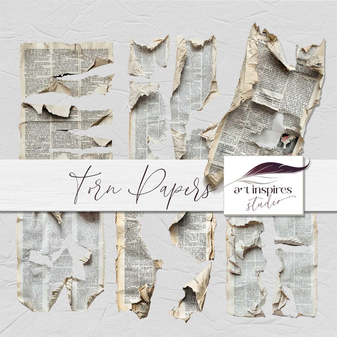 Torn Paper PNG Overlay, Vintage Ripped Newspaper, Isolated Crumpled ...