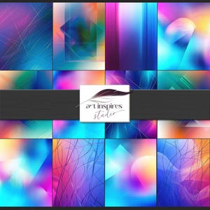 Abstract Digital Paper Pack, Neon Backgrounds, Bright Backdrops, Modern ...