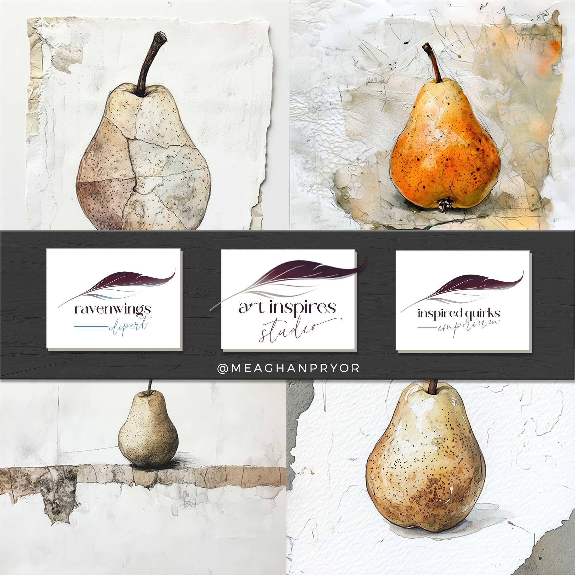 Vintage Pear Art Print Digital Download, Watercolor Pear Wall Art ...