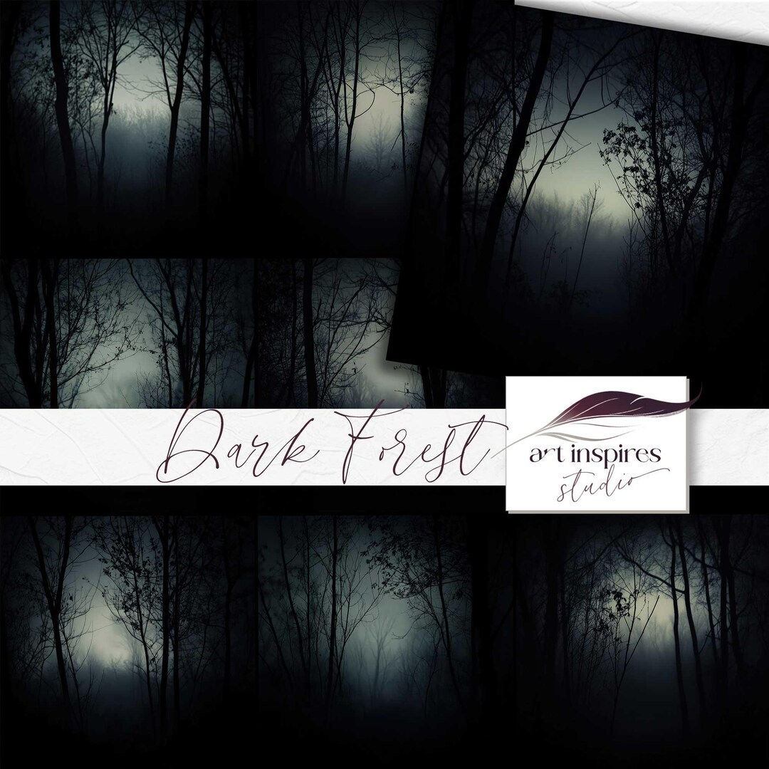 Dark Forest Backdrop, Spooky Night Background, Woodlands Overlay, Trees ...