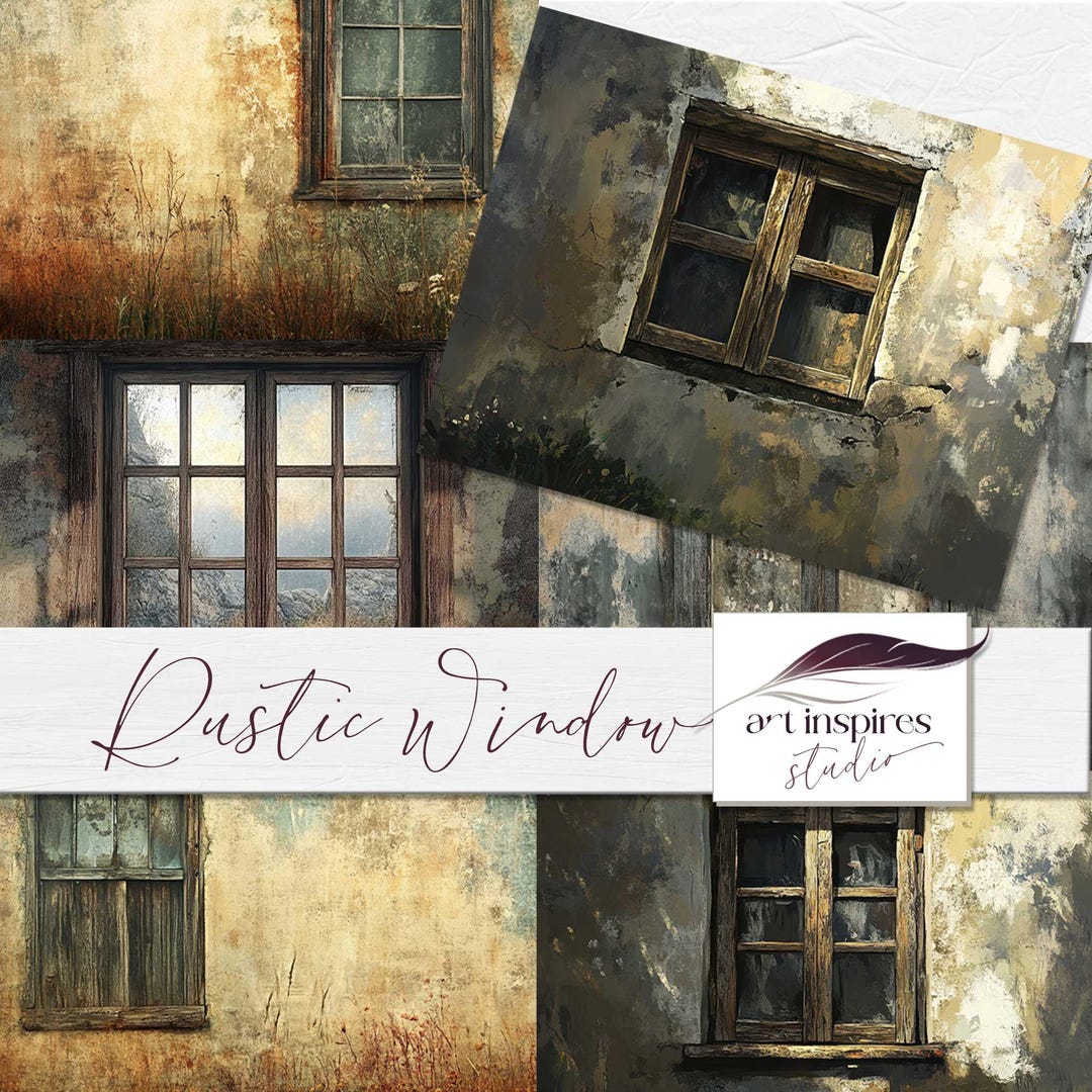 Rustic Window Digital Background, Vintage Grunge Wall Texture ...