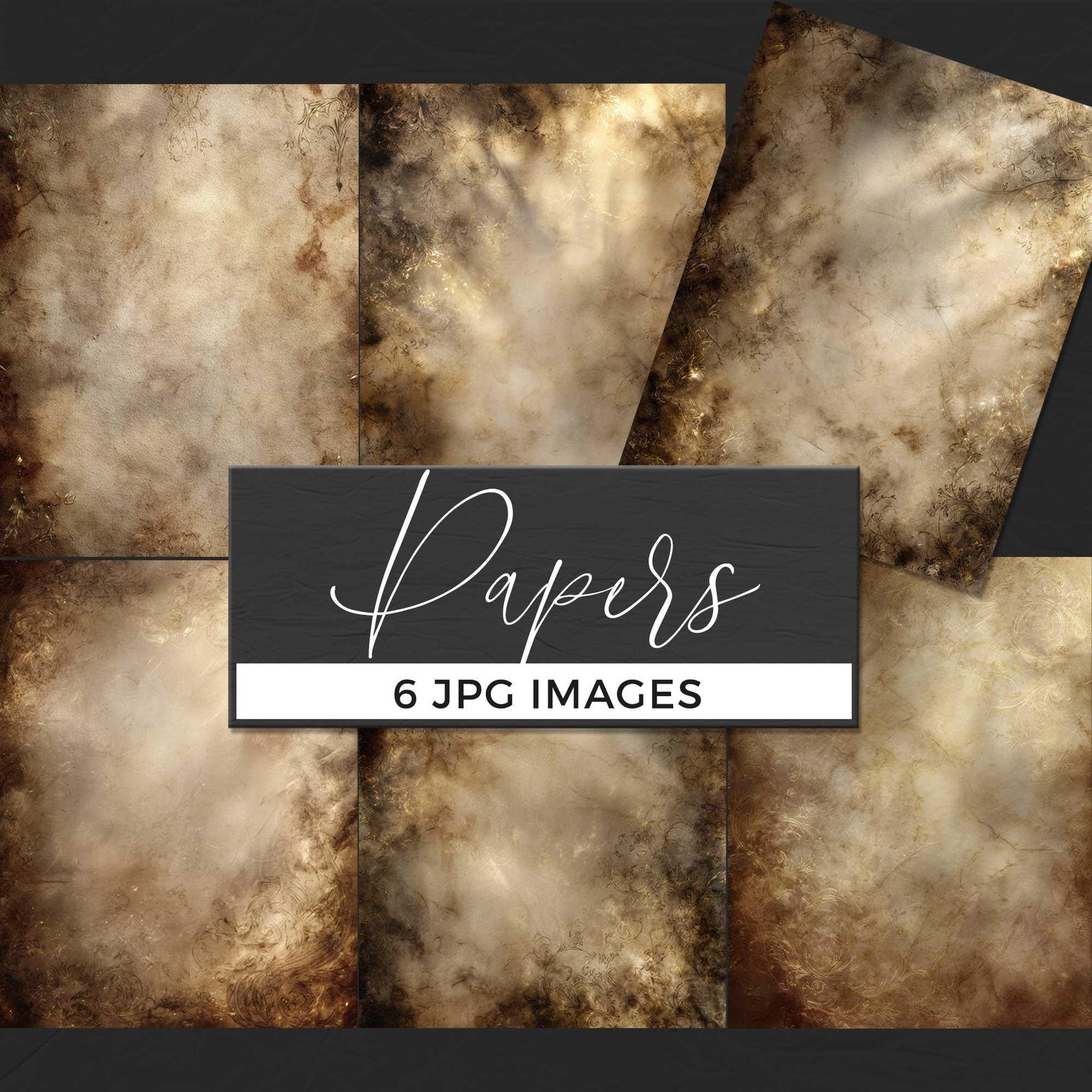 Grunge Papers Pack, 6 Textured Background Jpgs, Vintage Aged Paper ...