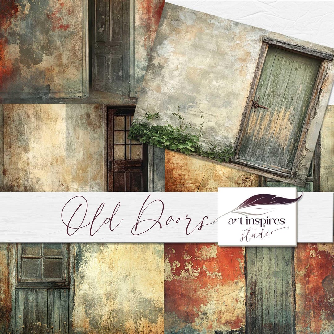 Rustic Vintage Doors Digital Art Papers, INSTANT DOWNLOAD, Garden ...