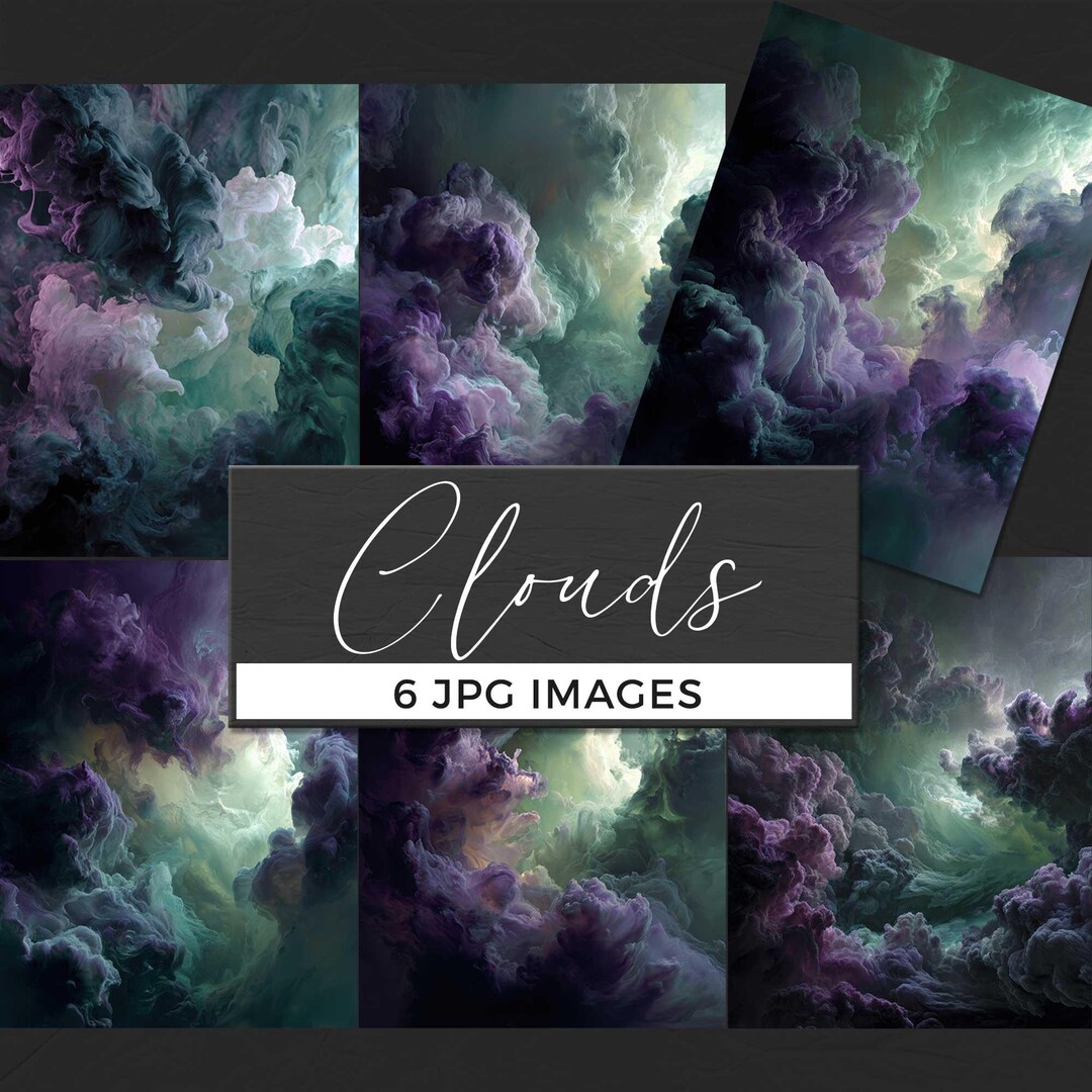 Green and Purple Cloud Backgrounds, 6 Fantasy Sky Images, Abstract ...
