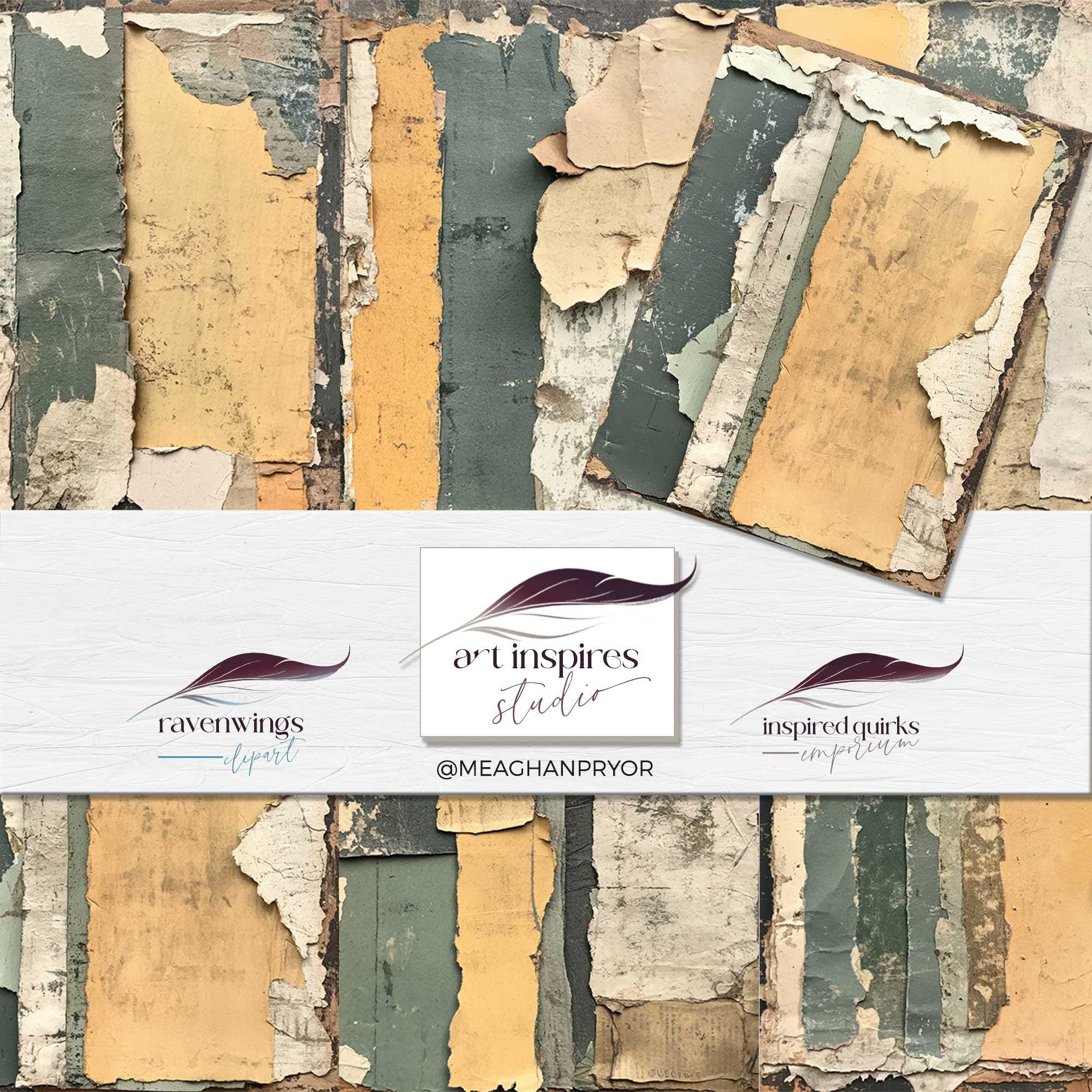 Torn Vintage Paper Textures, Ripped Pages Digital Backdrop, Layered ...