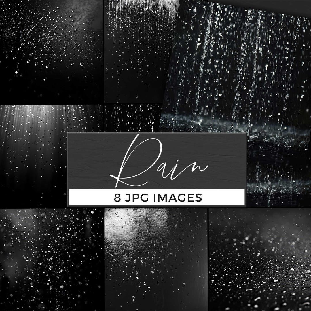 Falling Rain Backdrop, Night Storm Scene, Puddles Background Overlay ...