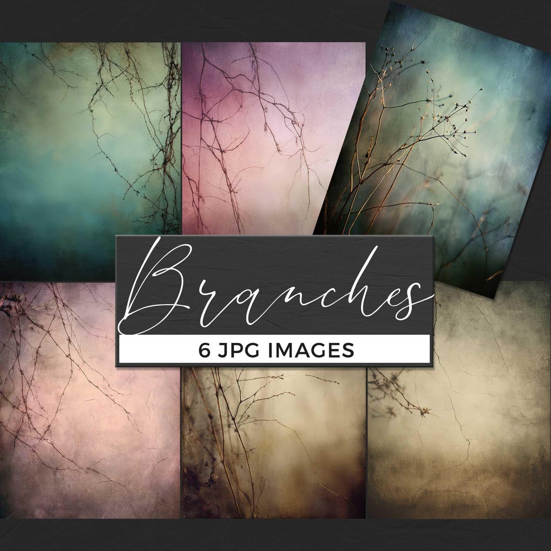 Bare Branches Textures, 6 JPG Digital Backgrounds, Moody Nature Branch ...