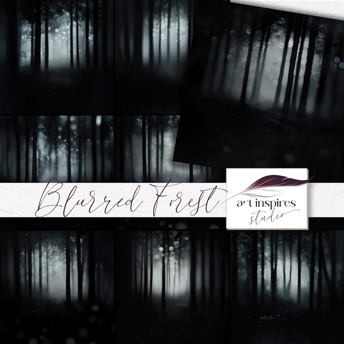 Black Forest Backdrop, Dark Bokeh Lights Background, Woodlands Overlay ...