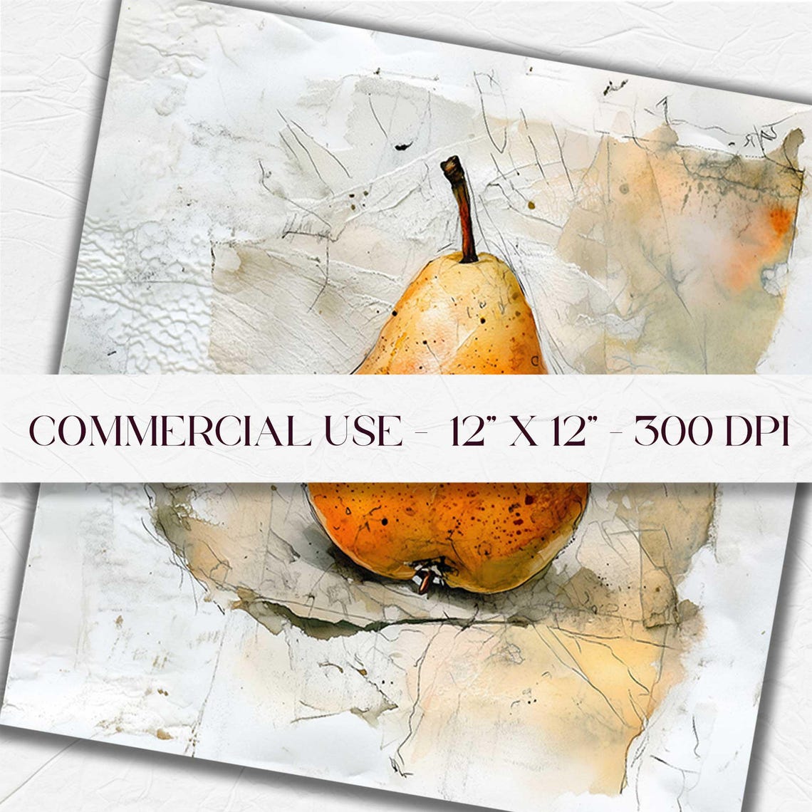 Vintage Pear Art Print Digital Download, Watercolor Pear Wall Art ...