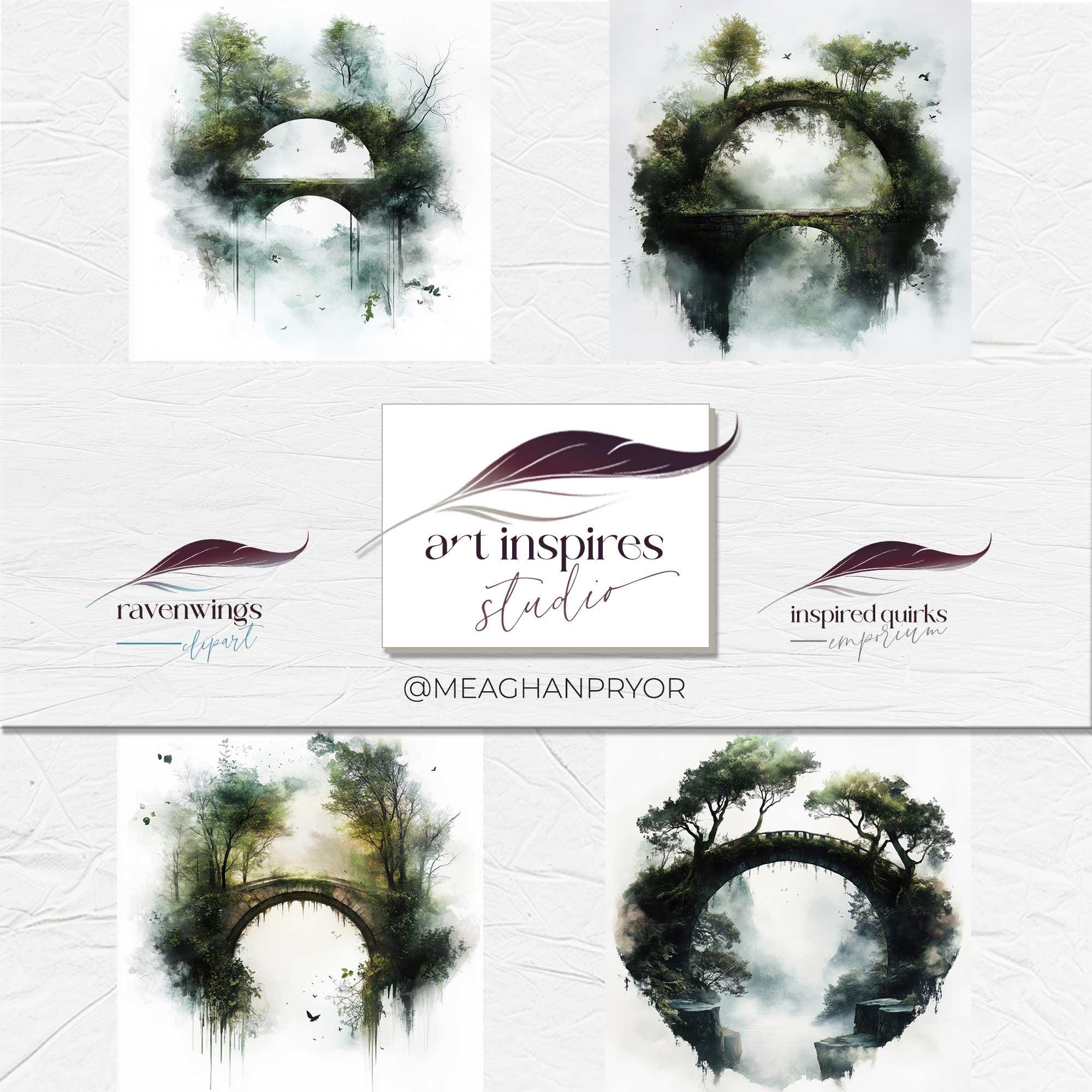 Forest Bridges Overlay, Garden Bridge Printable, Illustrative Backdrop ...