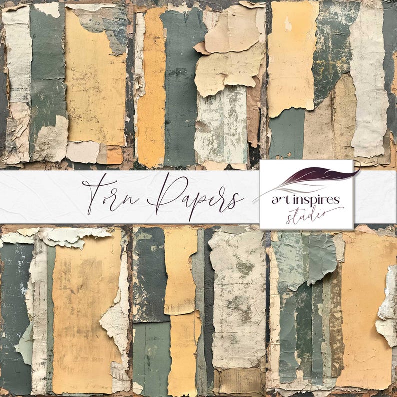 Torn Vintage Paper Textures, Ripped Pages Digital Backdrop, Layered ...