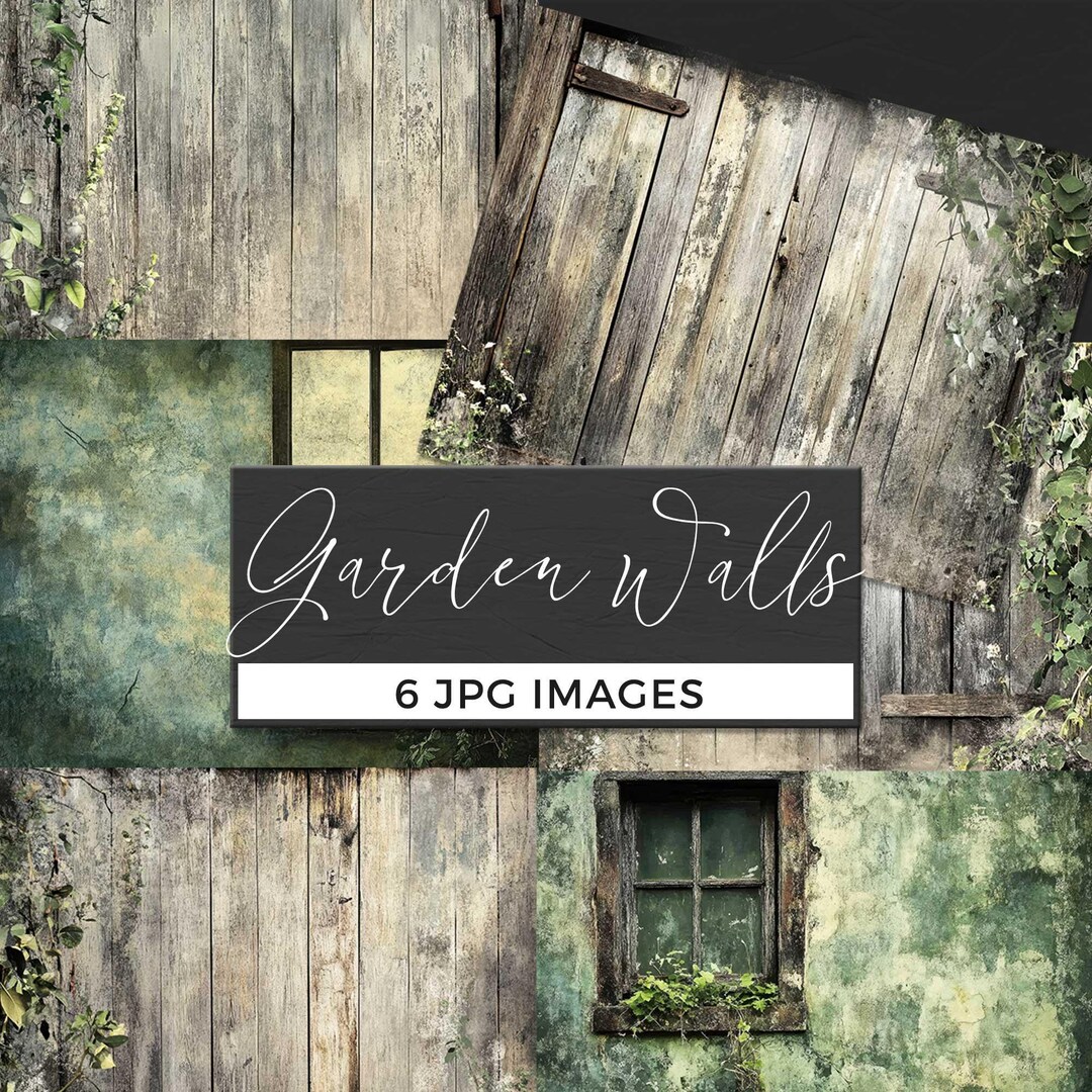 Rustic Garden Walls Digital Art Papers, DOWNLOAD, Vintage Gates, Grunge ...