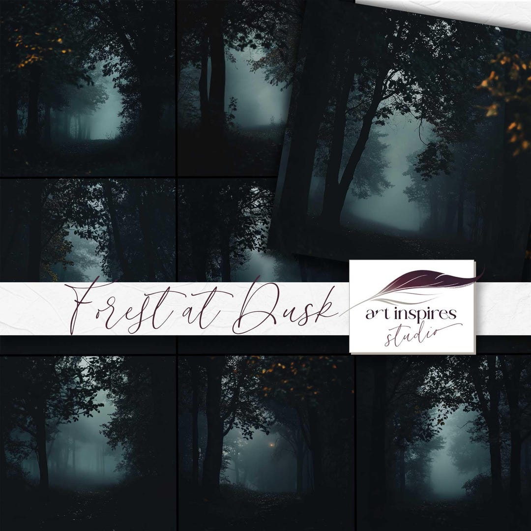 Forest Dusk Backdrop, Dark Autumn Nature Background, Woodlands Overlay ...