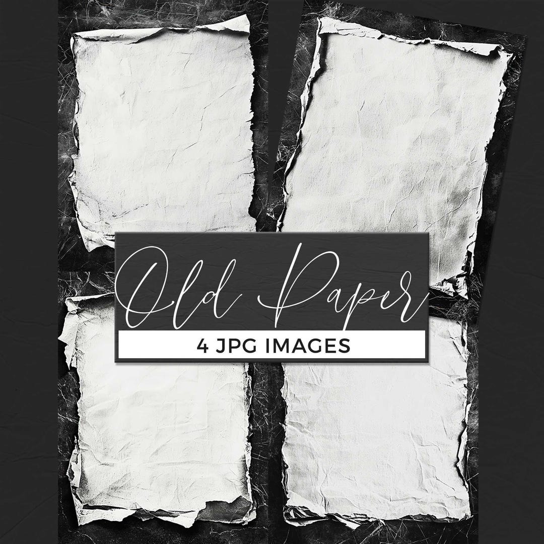 Torn Paper Edge Texture Overlay, Grunge White on Black Digital, Junk ...