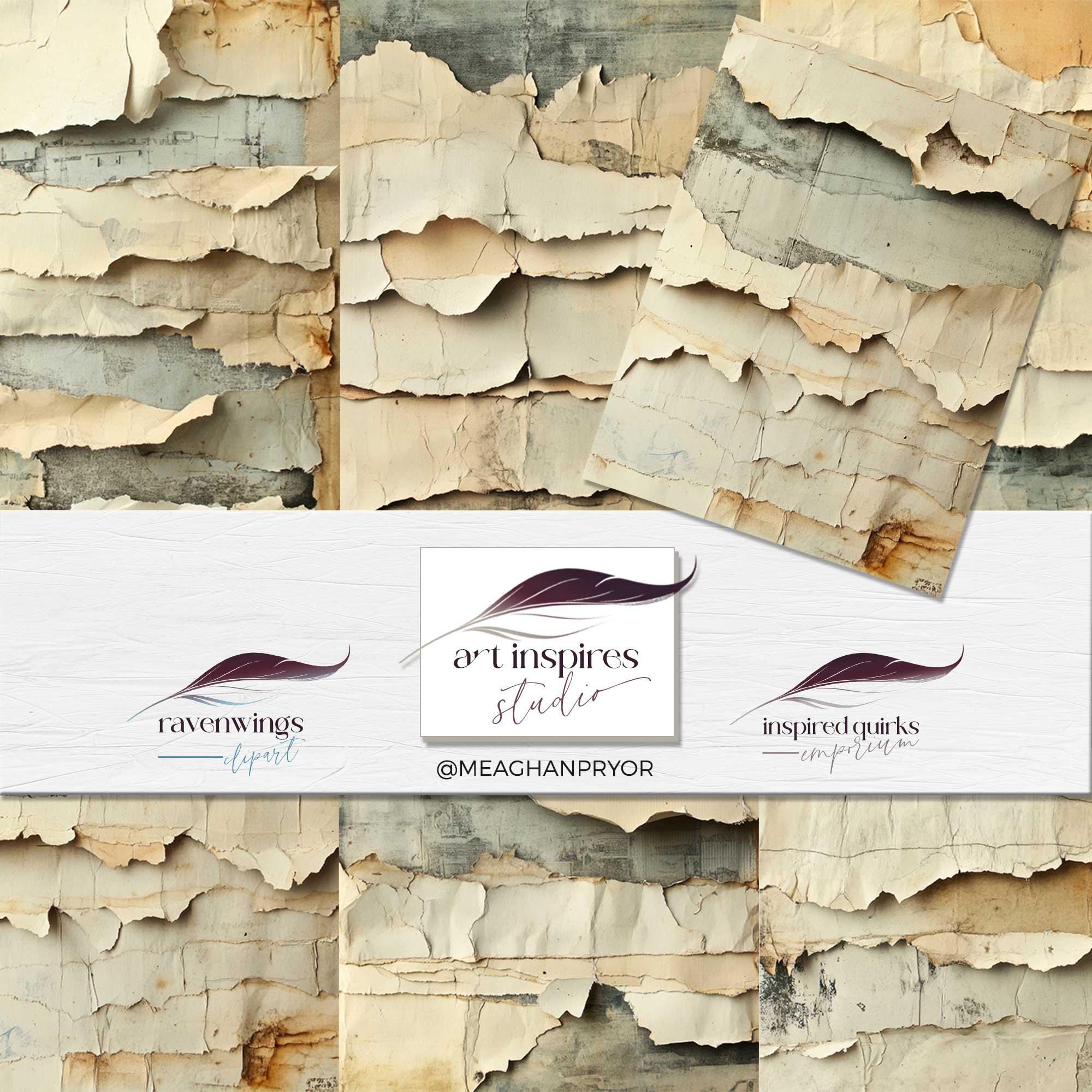Torn Vintage Paper Textures, Ripped Pages Digital Backdrop, Layered ...