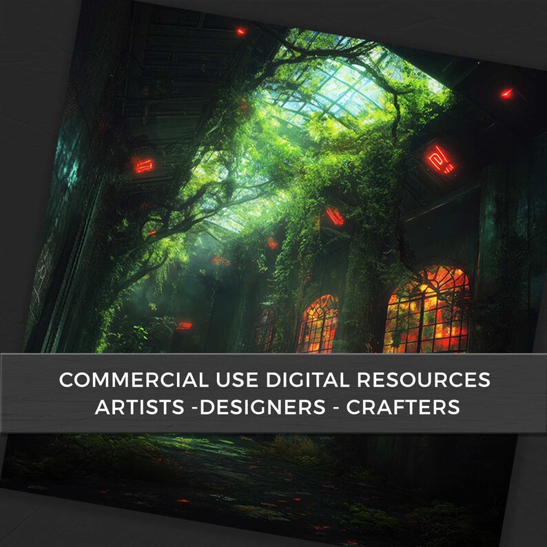 Dystopian Alleyway Digital Background, Overgrown Urban Printable, Sci ...