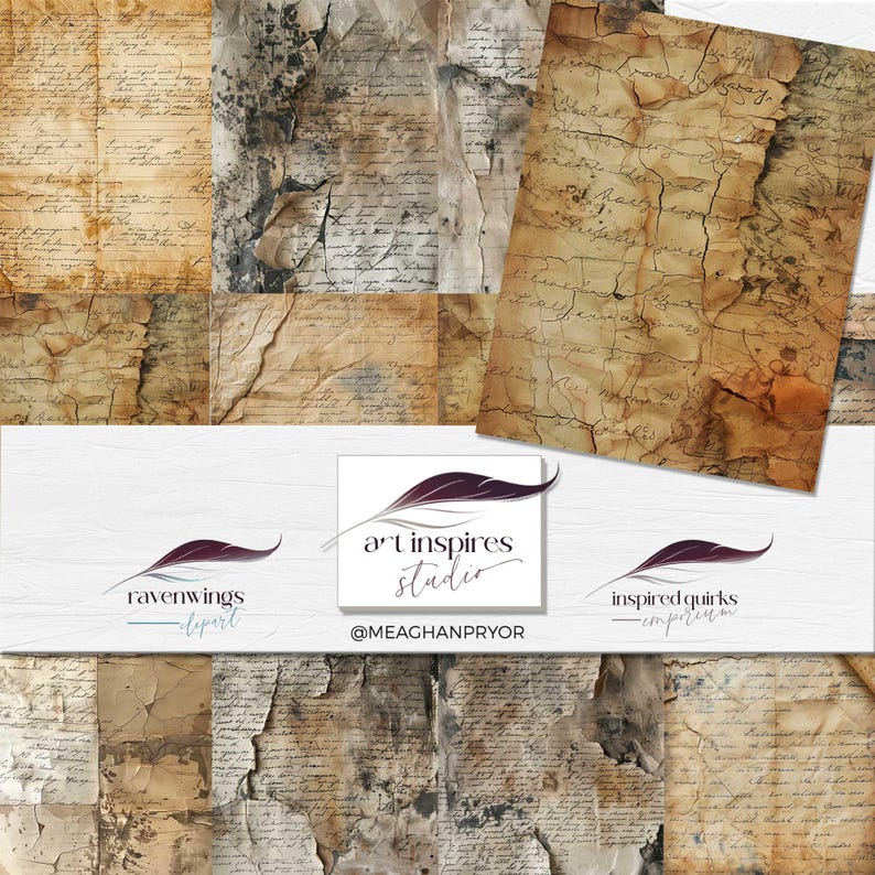 Burnt Vintage Script Digital Background, Torn Paper Texture for Junk ...