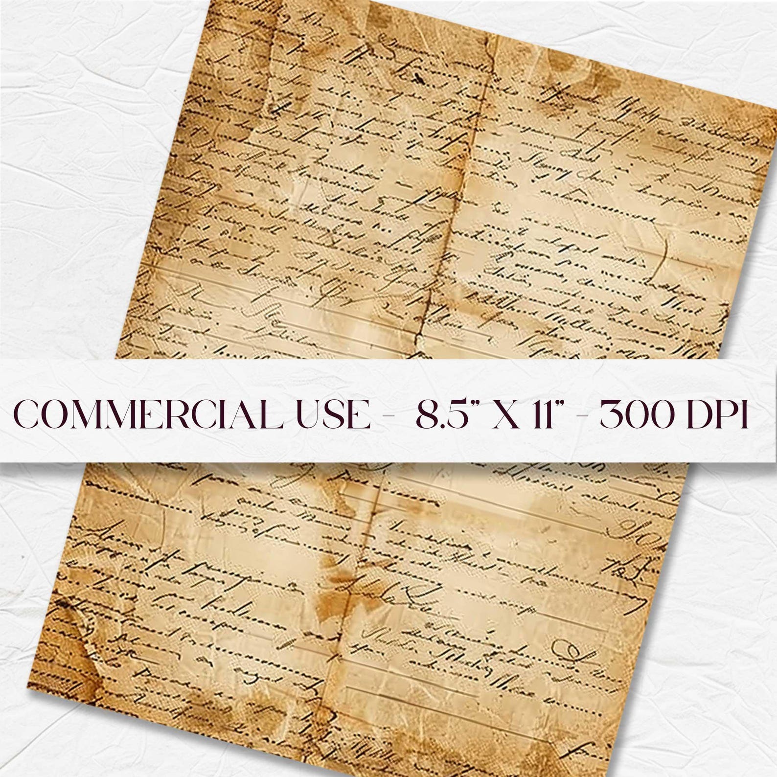 Burnt Vintage Script Digital Background, Torn Paper Texture for Junk ...