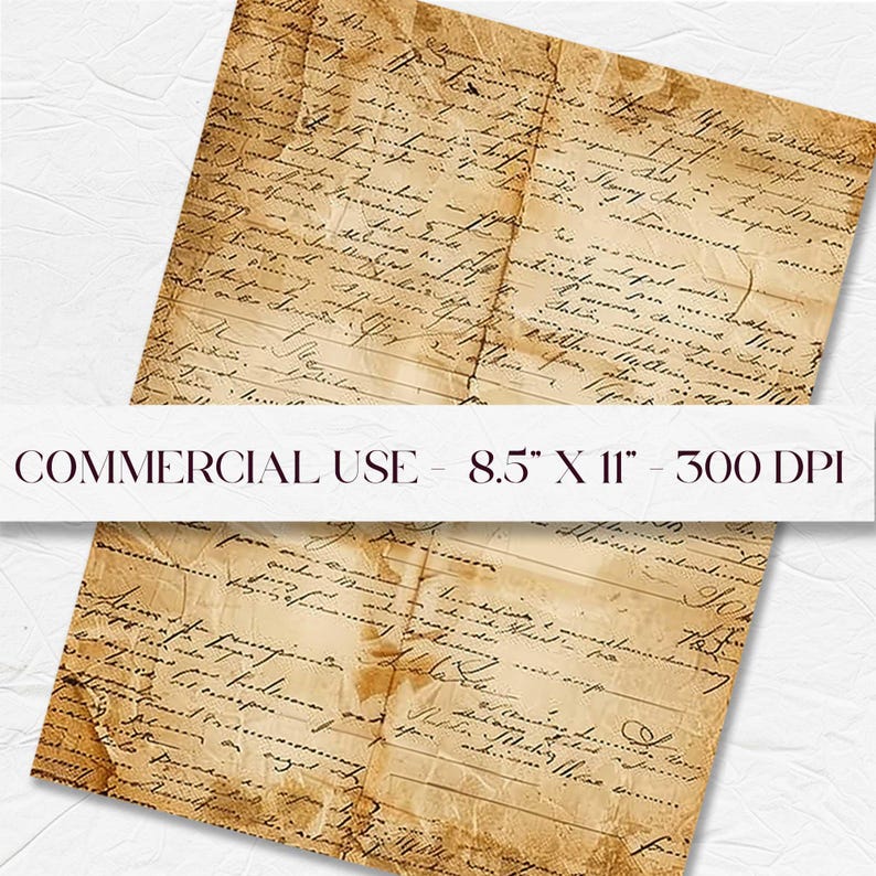 Burnt Vintage Script Digital Background, Torn Paper Texture for Junk ...