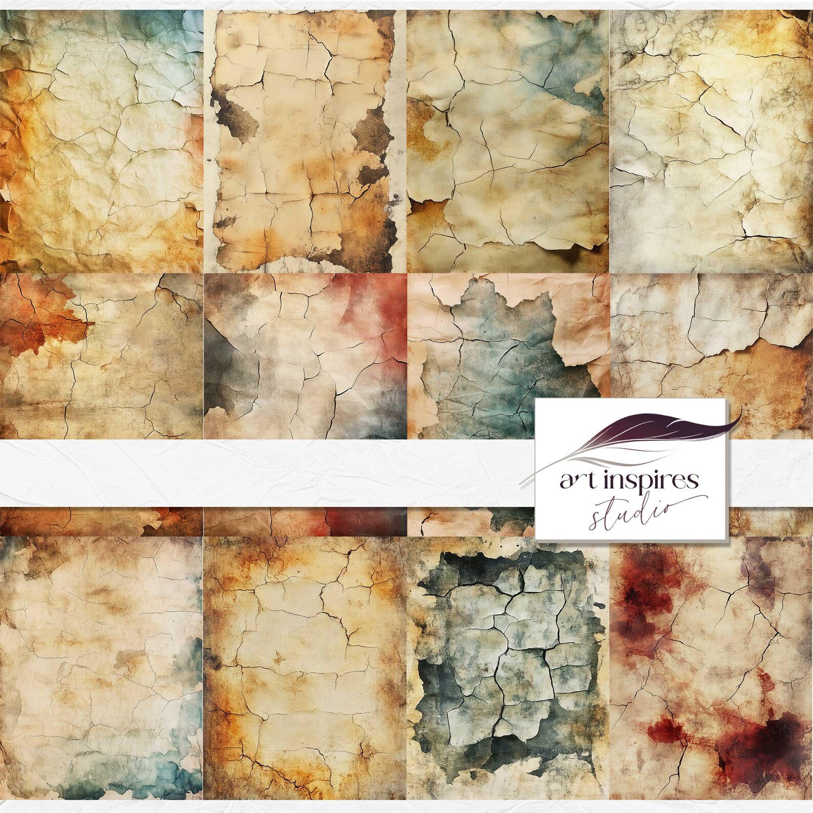Torn Vintage Paper Textures, Rustic Cracked Page Overlays, Printable ...