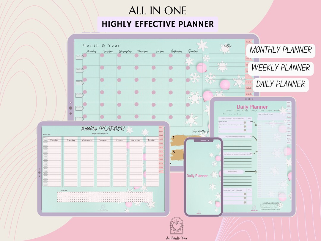 Undated Yearly Digital Planner by Authentic You iPad Planner for ...