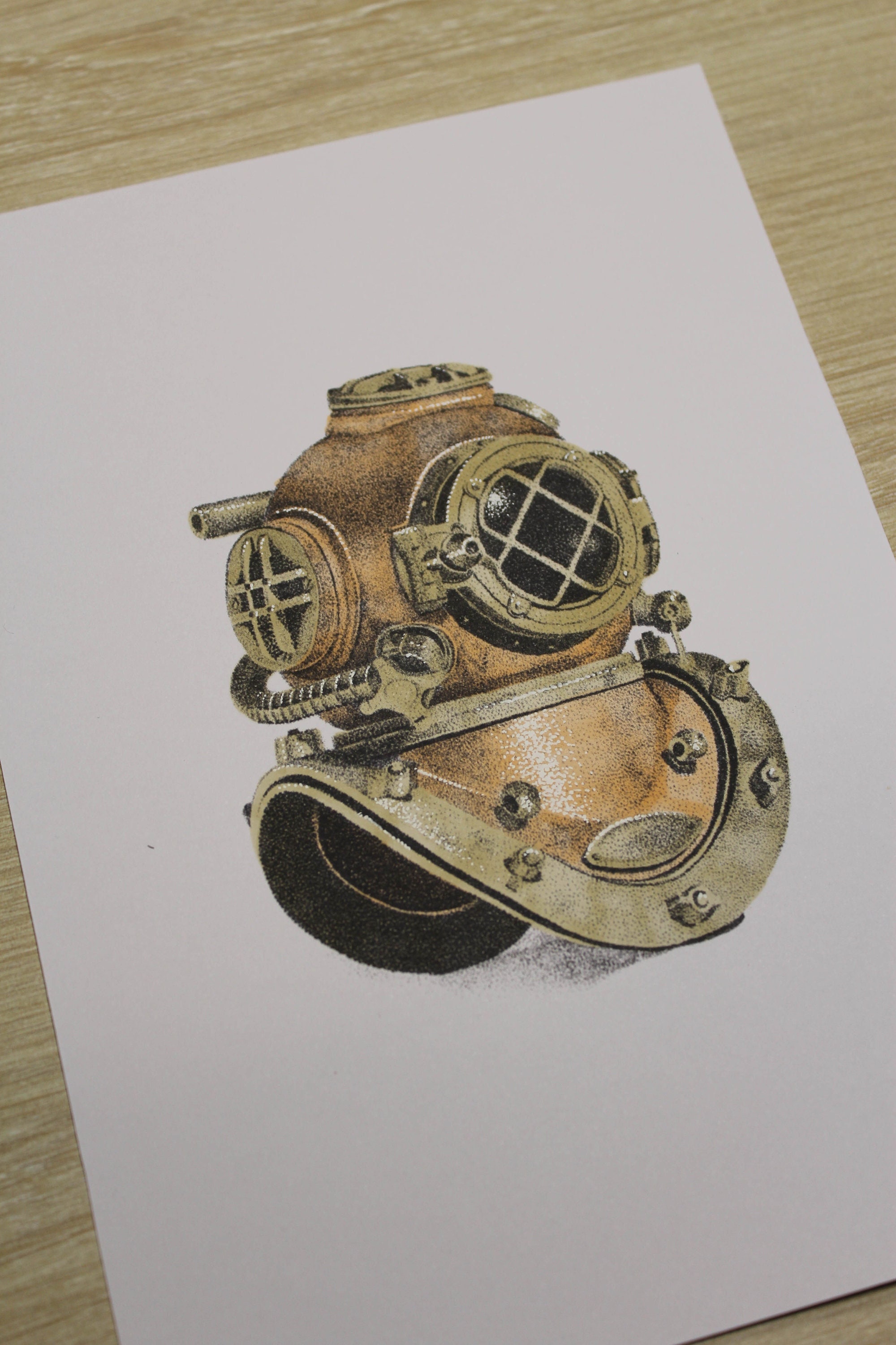 Deep Sea Diving Helmet Drawing