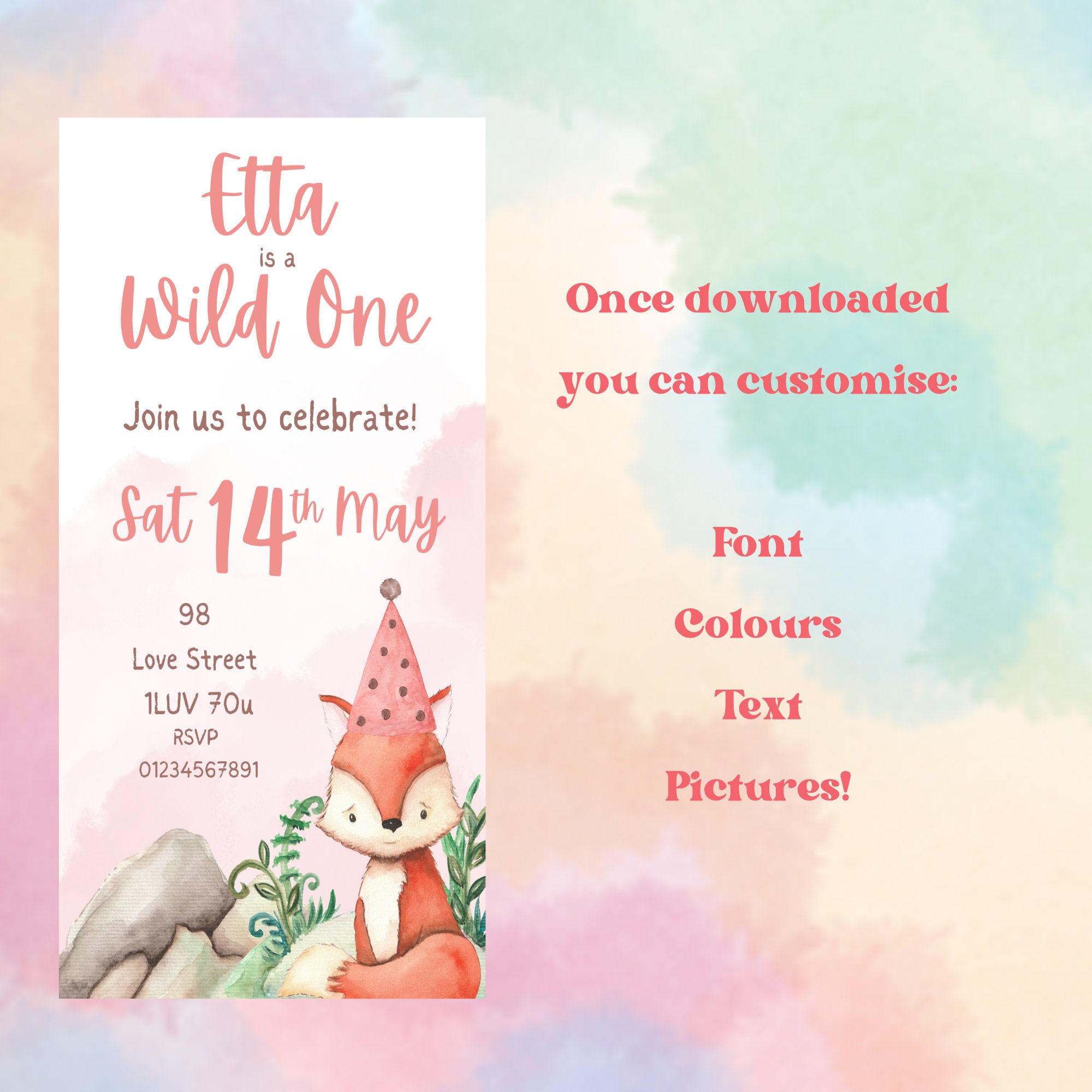 DIY Digital Wild ONE Party Invitation | Canva Template | Electronic ...