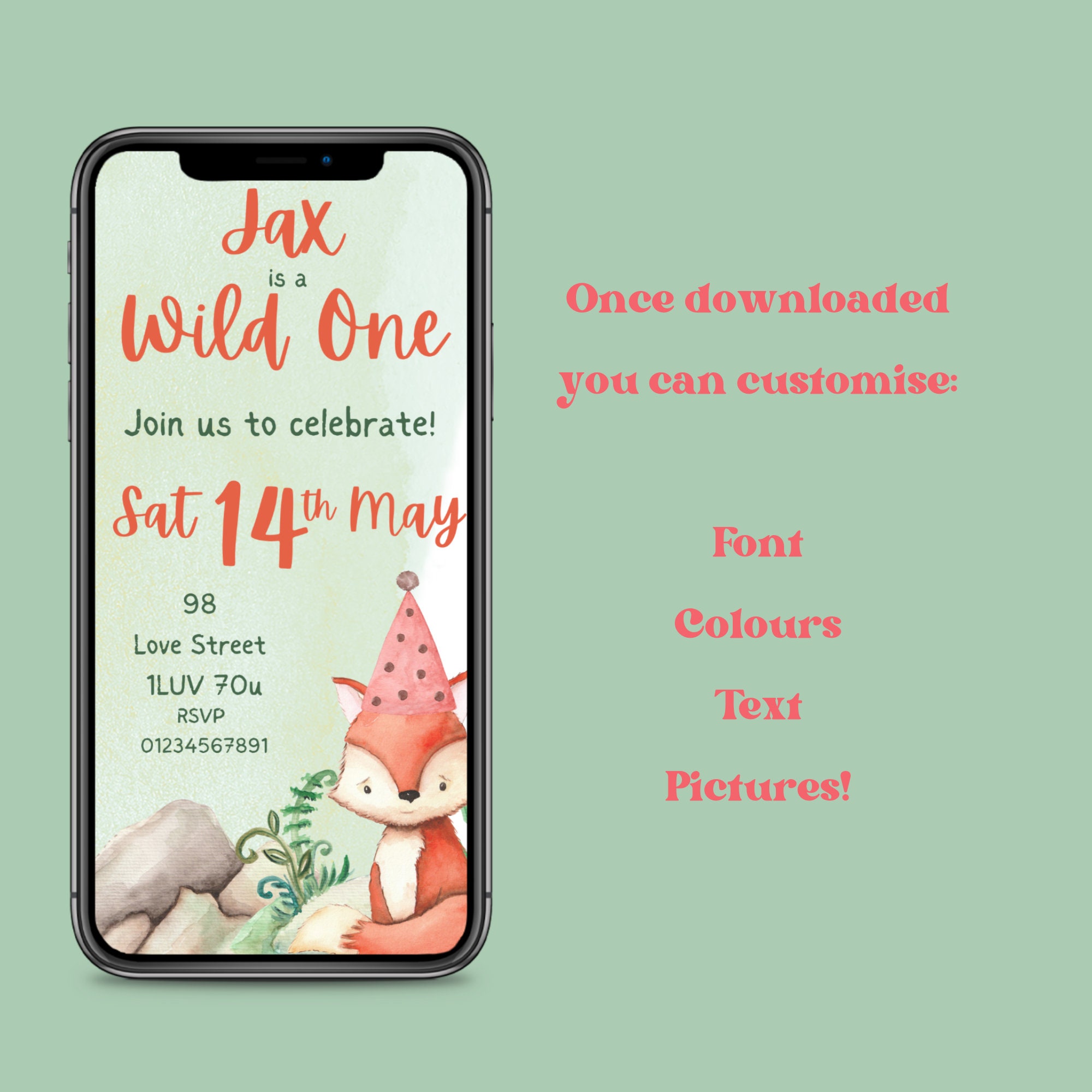 DIY Digital Wild ONE Party Invitation Canva Template - Etsy