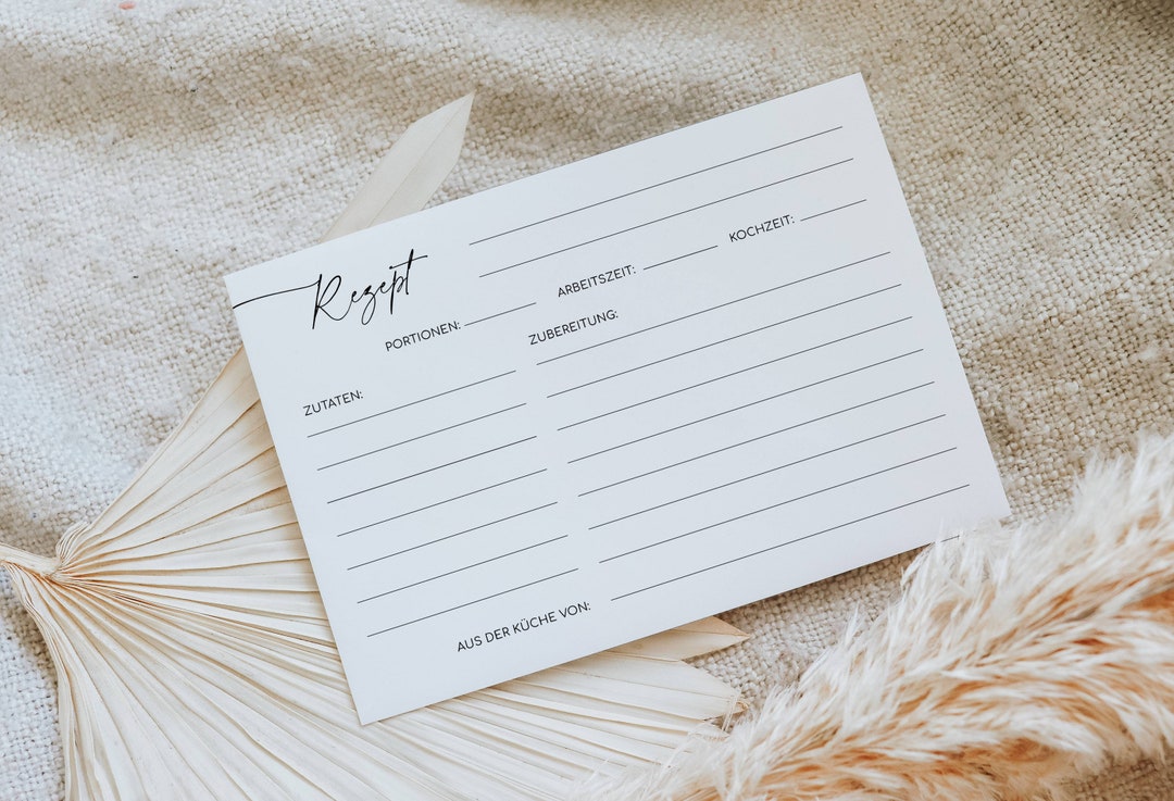 Recipe Card Template, JGA Recipe Template, Minimalist Printable JGA ...