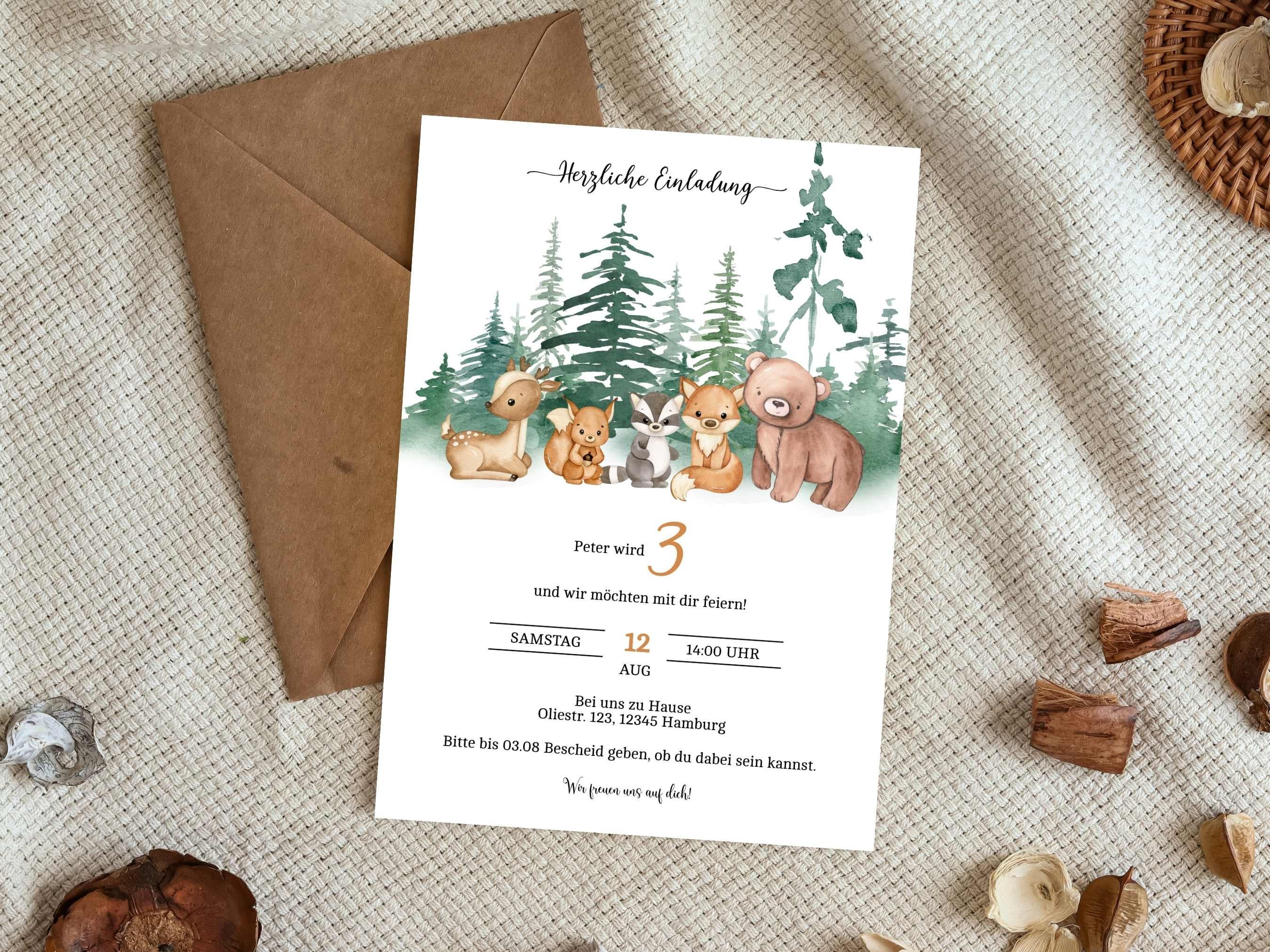 Forest Animals Invitation First Birthday Invitation - Etsy