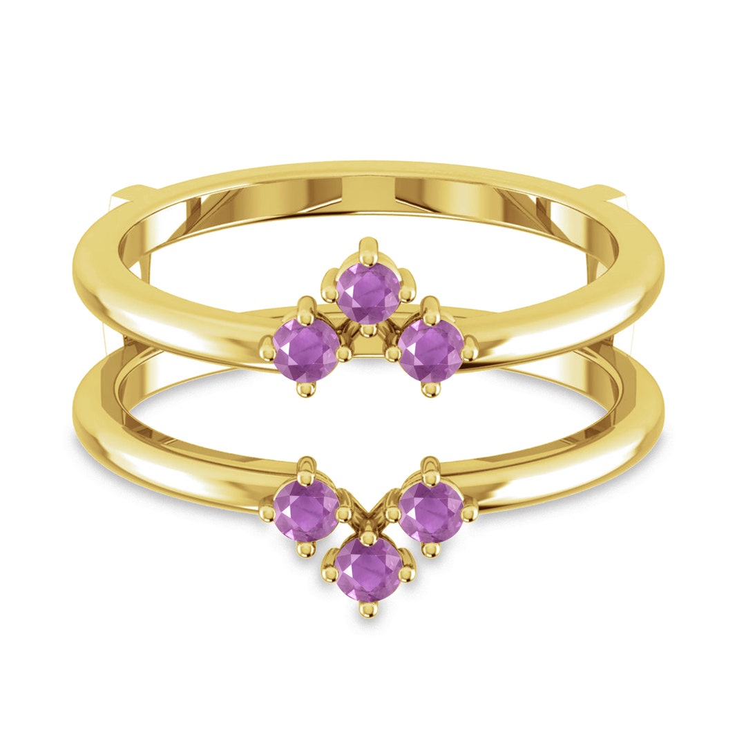 Enhancer Guard, Purple Amethyst Enhancer Ring Euard, 14K Gold Finihs ...