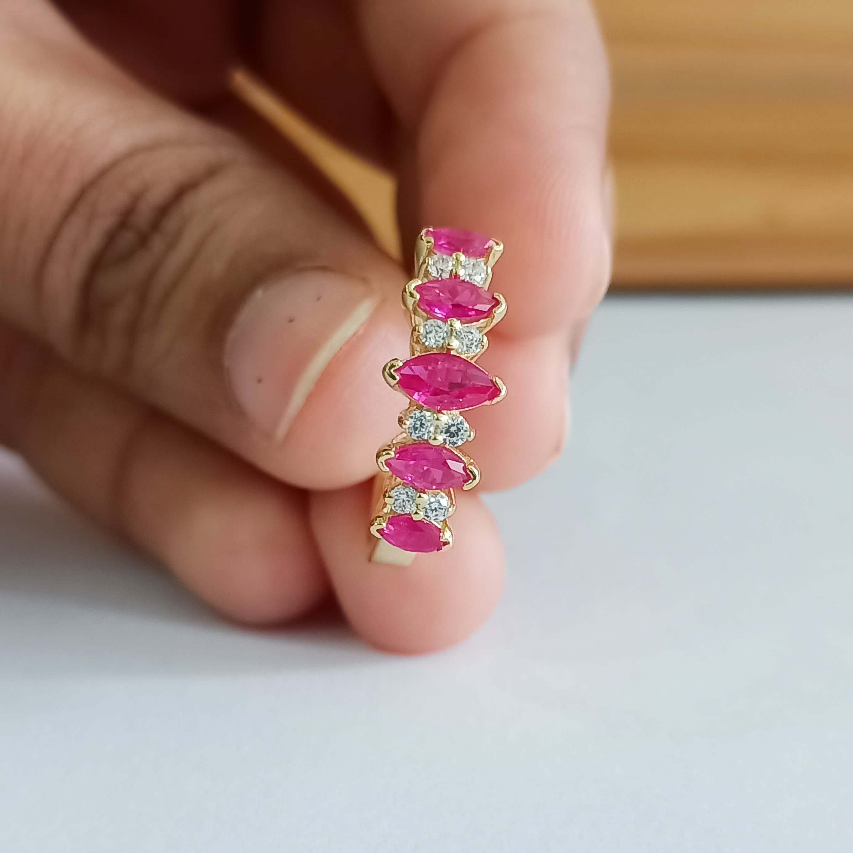 Marquise Ruby & Diamond Ring, Diamond Ring, Rings for Women, 14K Gold Finish 925 Silver Ruby ...