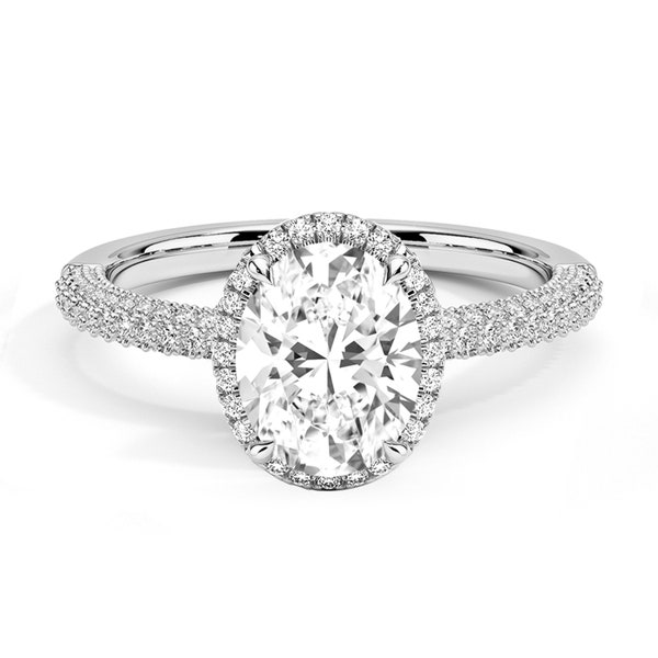 Oval Engagement Ring With Side Stones - Etsy