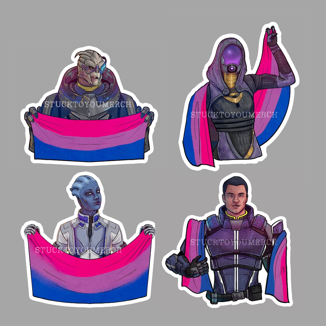 Mass Inspired Love Interest Bisexual Pride Flags - Garrus Vakarian Liara Kaidan Alenko Tali ...