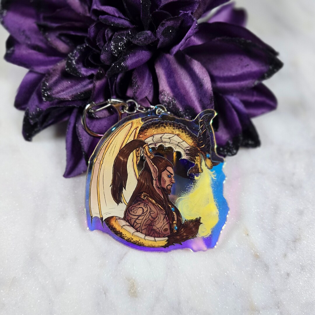 Warcraft Inspired Nozdormu Keychain Rainbow Mirror Effect Charm of the ...