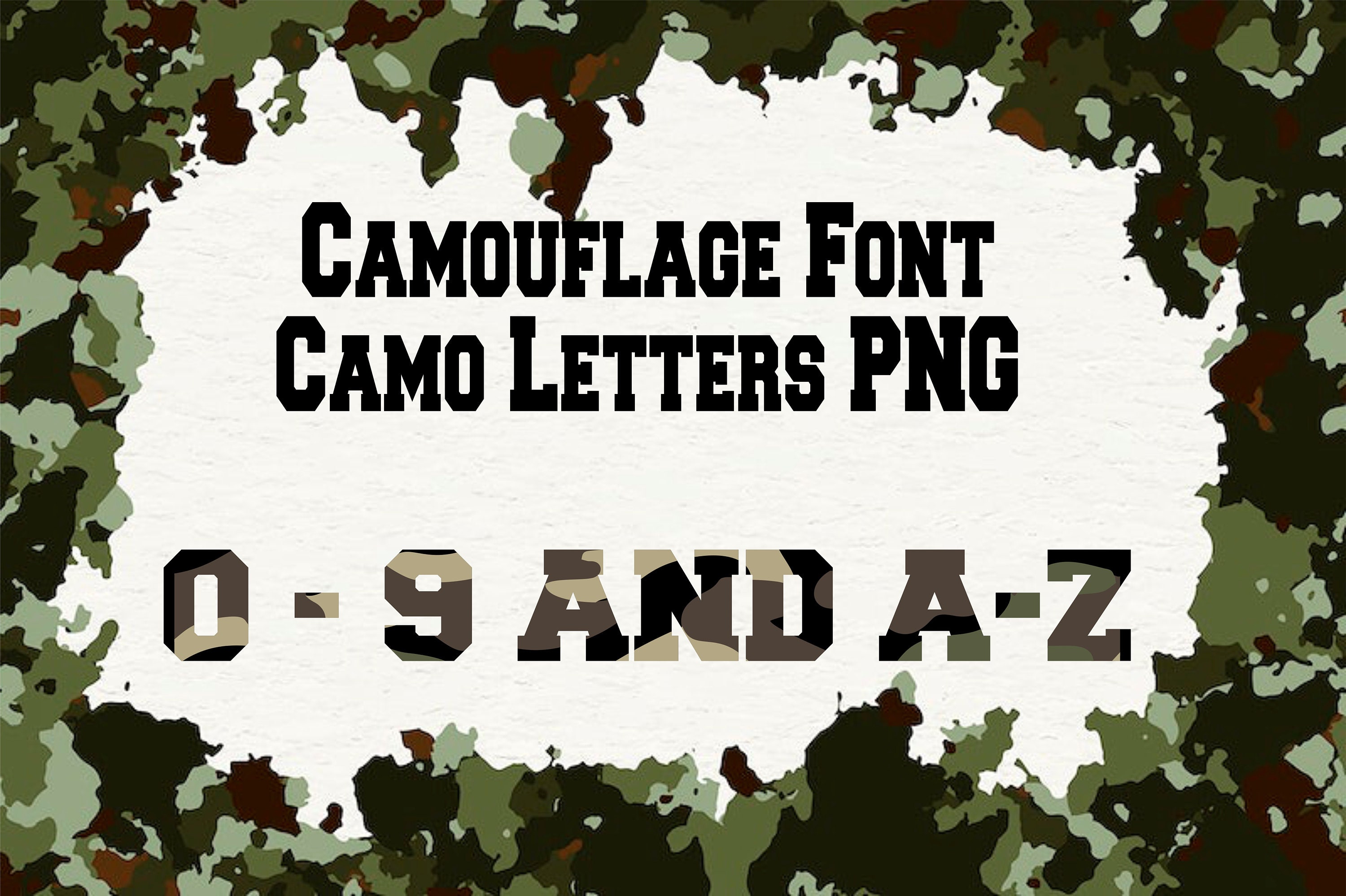 Camouflage Font Camo Letters PNG - Etsy