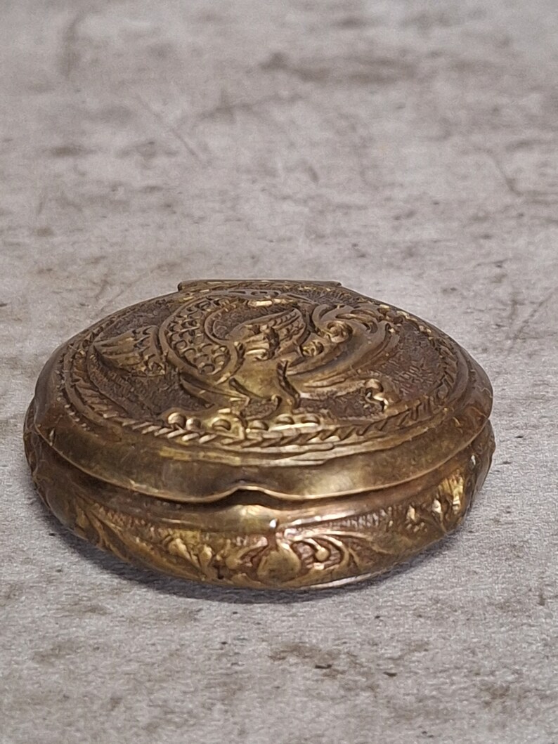 Pill Box With Mythical Creature phoenix on Lid - Etsy