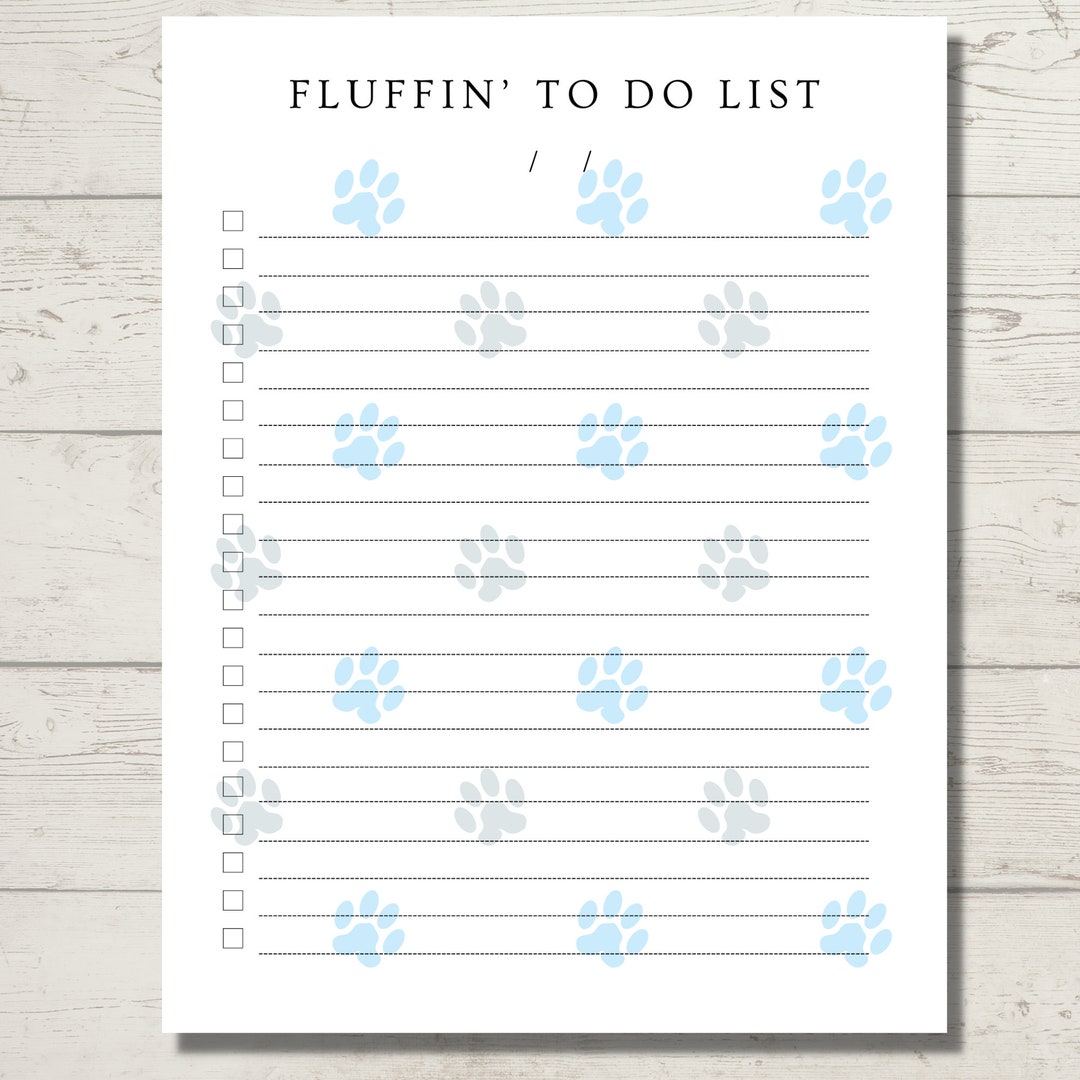 Digital Pawprint to Do List, Printable to Do List, Downloadable Dog ...